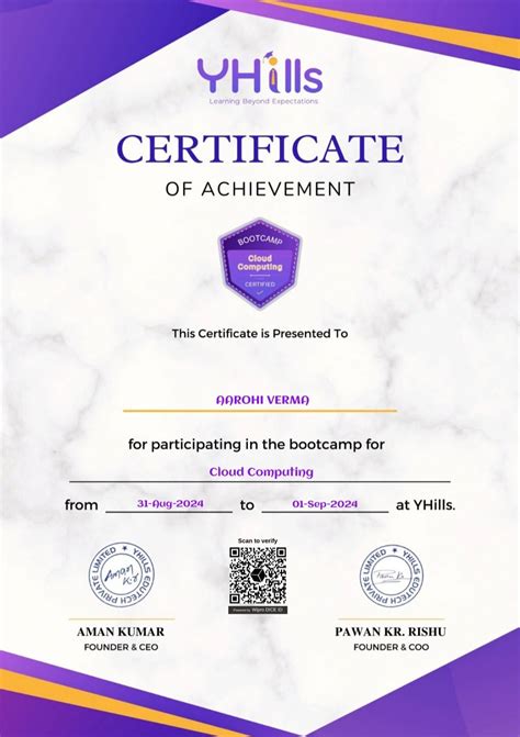 Completed A 5 Hour Cloud Computing Bootcamp With Yhills Aarohi Verma