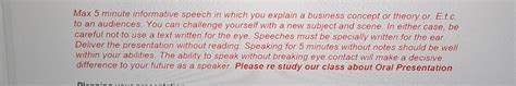 Solved Max 5 Minute Informative Speech In Which You Explain