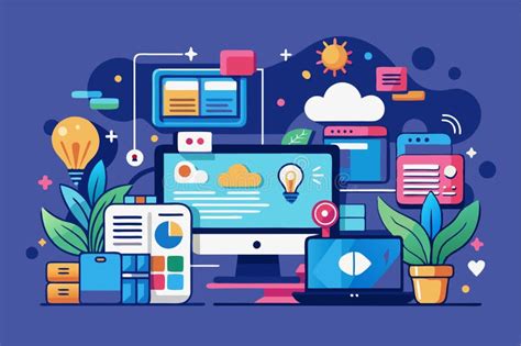 A Vibrant Workspace Features Customizable Illustrations Designed For