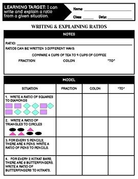 Writing Ratios By Kayla Neill TPT