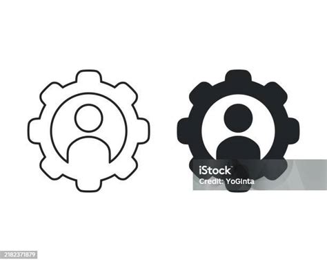 사람 기호가 있는 톱니바퀴 아이콘입니다 일러스트 벡터 개발에 대한 스톡 벡터 아트 및 기타 이미지 개발 건설 산업 건설 프레임 Istock