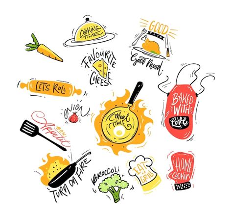 Premium Vector Cooking Related Typography Set Quotes About Kitchen