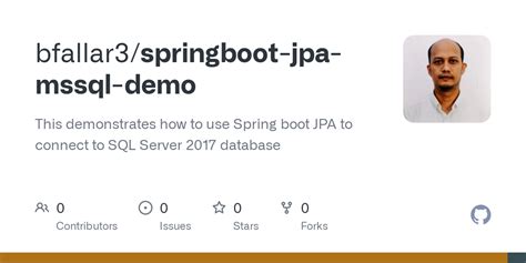 github bfallar3 springboot jpa mssql demo this demonstrates how to