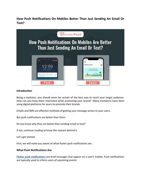 Ppt How Push Notifications On Mobiles Better Than Just Sending An
