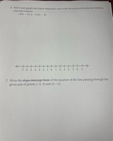 Solved Solve And Graph The Linear Inequality And Write Chegg Com