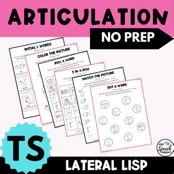 Lateral Lisp Final TS Words Articulation Homework NO PREP For Speech Therapy