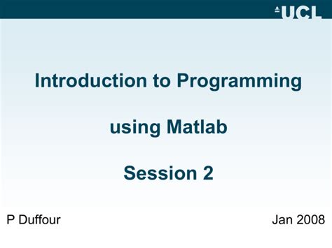 Introduction To Programming Using Matlab