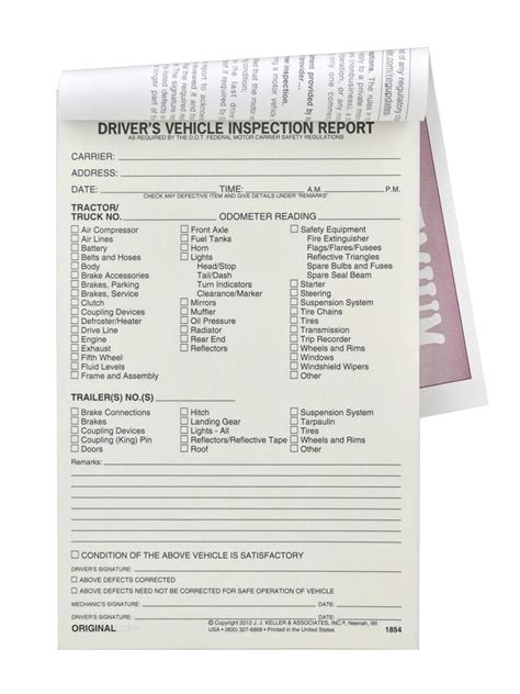 Drivers Vehicle Inspection Report Book 25 Pack 2 Ply Carbonless