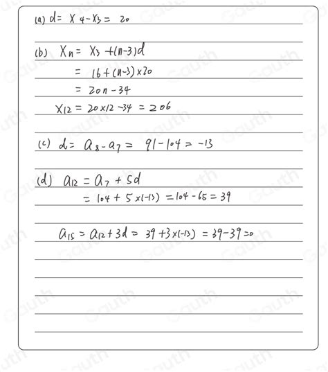 Solved 1 The Following Tables Describe Arithmetic Sequences A What