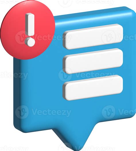 3d Rendered Popup Message Icon With Red Warning Sign 26672794 Png