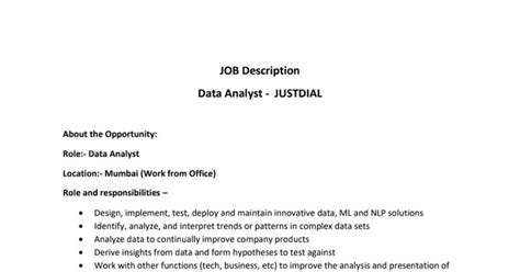 Pankaj Joshi On Linkedin Jd Data Analystpdf
