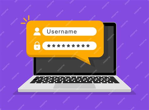 Premium Vector Login Form On Laptop Screen Laptop With Login And