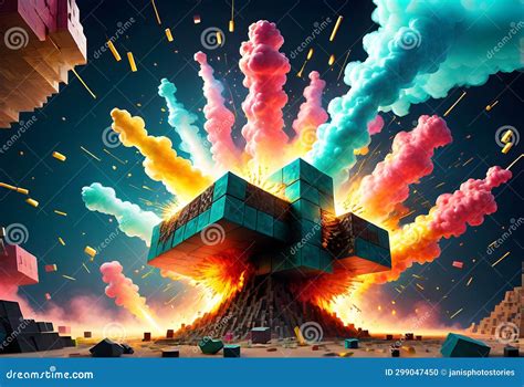 Exploding Minecraft Colorful Cubes Paint And Splashes Minecraft Colorful Blocks Minecraft