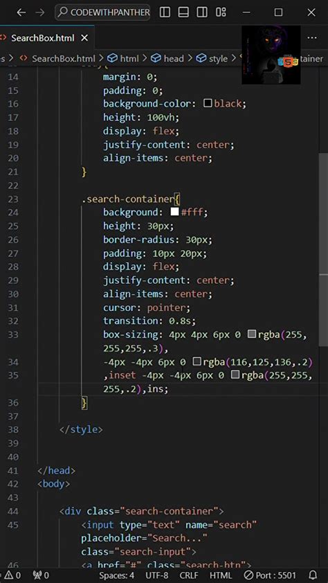 Search Box Bar Html Html5 Programming Htmlcss Js Css Frontend