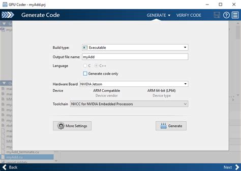 Build And Run An Executable On NVIDIA Hardware Using GPU Coder App