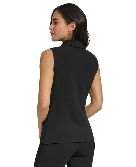 Calvin Klein Womens Collared Twist Front Sleeveless Top Macys