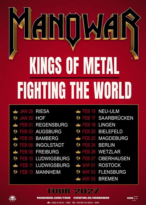 Manowar Celebrate Kings Of Metal Fighting The World Tour 2027 Manowar