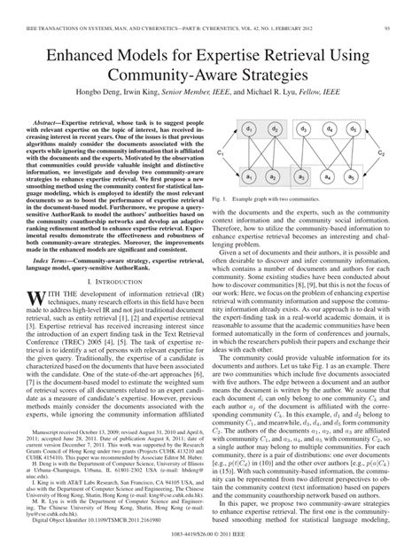 Pdf Enhanced Models For Expertise Retrieval Using Community Aware Strategies