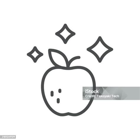 반짝이는 사과 아이콘입니다 고품질 기준을 가진 신선하고 유기농 과일을 나타내는 반짝이는 사과의 간단한 선 그림 0명에 대한 스톡 벡터 아트 및 기타 이미지 Istock