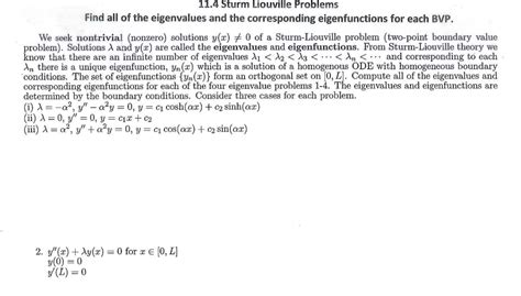 Solved 114 Sturm Liouville Problems Find All Of The