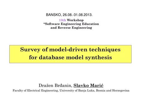 Ppt Survey Of Model Driven Techniques For Database Model Synthesis