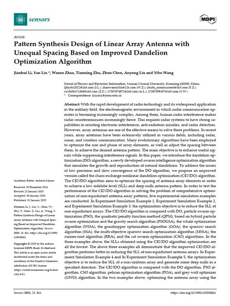 Pattern Synthesis Design Of Linear Array Antenna W Pdf Mathematical Optimization Antenna