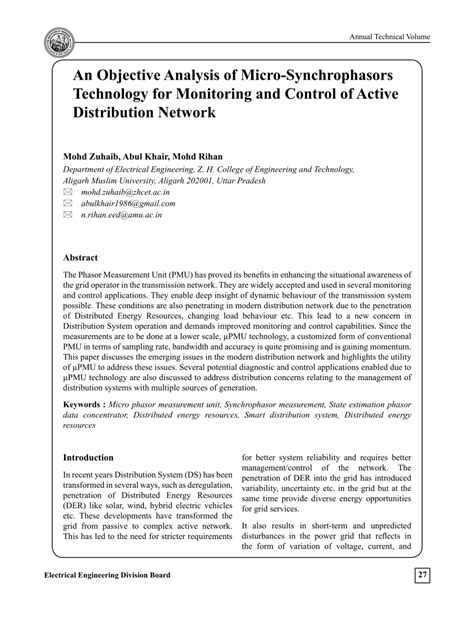 Pdf An Objective Analysis Of Micro Synchrophasors Technology For