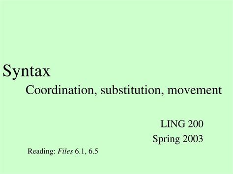 Ppt Syntax Coordination Substitution Movement Powerpoint