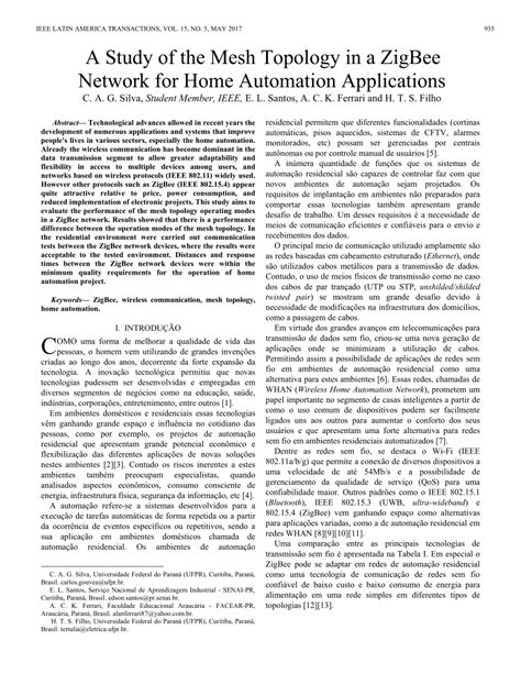 PDF A Study Of The Mesh Topology In A ZigBee Network For Home Automation Applications