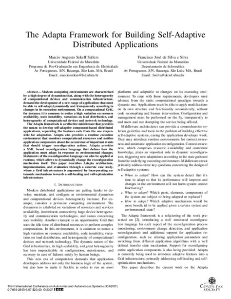 Pdf The Adapta Framework For Building Self Adaptive Distributed