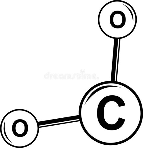 Sketch Draw Black And White Icon CO Carbon Dioxide Molecular Structure Stock Vector