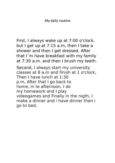 Week 2 Task Assignment My Daily Routine Ingles Ii My Daily