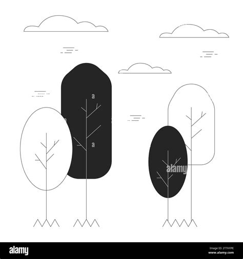 Autumn Park Trees Black And White 2d Line Cartoon Object Stock Vector Image And Art Alamy