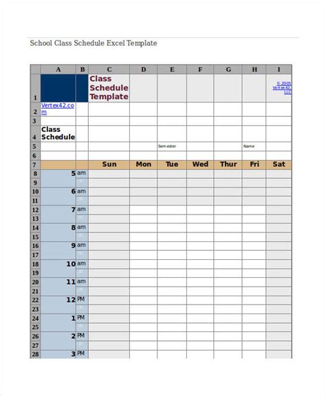 Excel Class Schedule Templates 8 Free Word Excel Pdf Documents