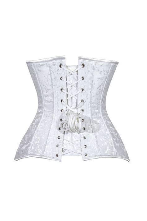 Daisy Corsets Lavish White Brocade Overbust Corset W Busk Closure