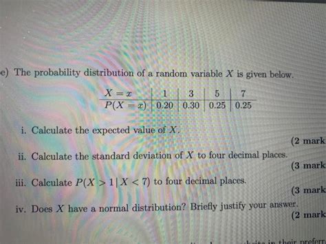 Solved The Probability Distribution Of A Random Variable X Chegg