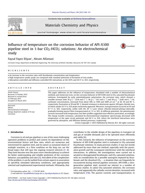 Pdf Influence Of Temperature On The Corrosion Behavior Of Api X100 Pipeline Steel In 1 Bar Co2