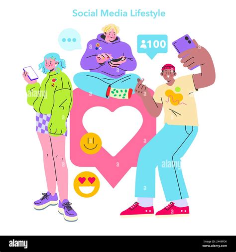 Digital Natives Concept Youth Engaging With Smartphones Symbolizing Social Media Connectivity