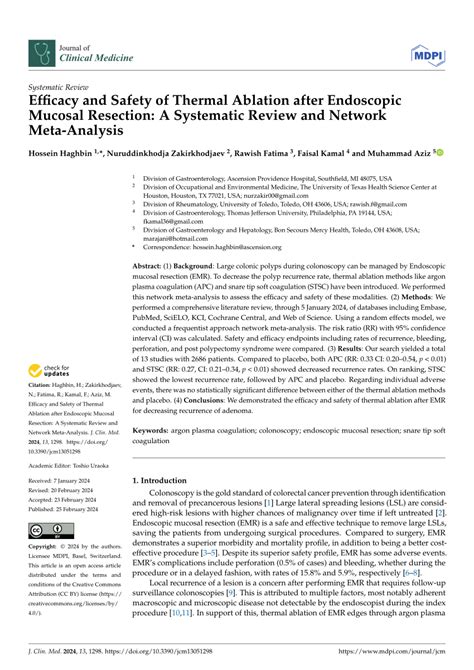 Pdf Efficacy And Safety Of Thermal Ablation After Endoscopic Mucosal Resection A Systematic