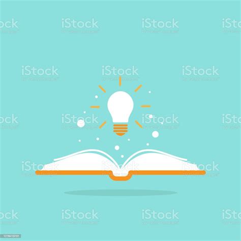 빛나는 전구가 날아다니는 책을 엽니다 분말 파란색 배경에 격리 된 플랫 아이콘 교과서에 대한 스톡 벡터 아트 및 기타 이미지 교과서 교육 그림책 Istock