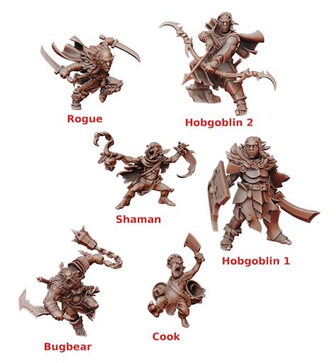Goblin Hobgoblin And Bugbear 3d Printed Miniatures By Manuel Etsy