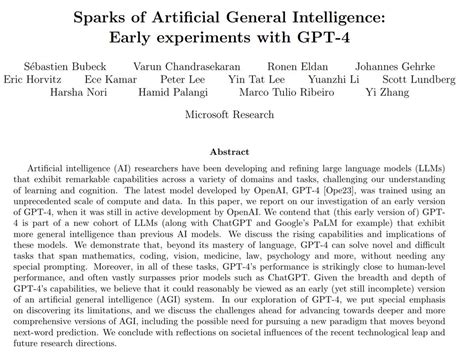 Sparks Of Artificial General Intelligence Early Experiments With Gpt 4 Packed With Insights