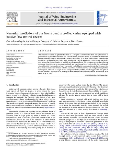 Pdf Numerical Predictions Of The Flow Around A Profiled Casing Equipped With Passive Flow