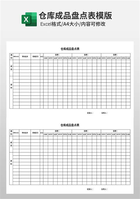仓库成品盘点表模板 仓储购销Excel模板下载 蓝山办公