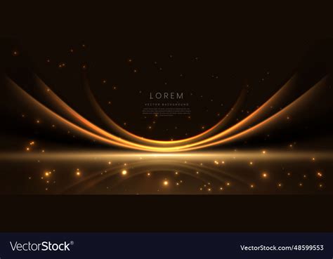 Abstract Glowing Gold Curved Element On Dark Vector Image