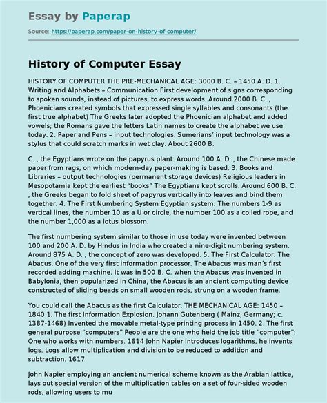 History Of Computer In English Essay Sitedoct Org