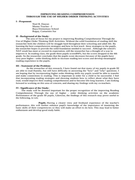 Improving Reading Comprehension Through Pdf Reading Comprehension Cognitive Psychology