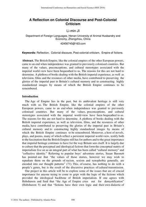 Pdf A Reflection On Colonial Discourse And Post Colonial Criticism