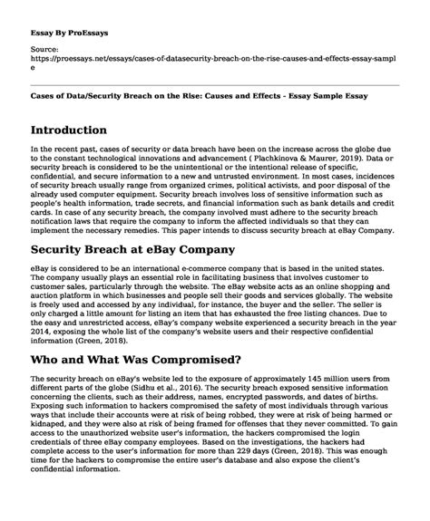 📗 Cases Of Datasecurity Breach On The Rise Causes And Effects Essay Sample Free Essay