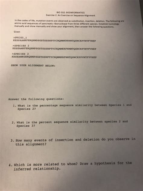 Solved Bio 332 Bioinformatics Exercise 2 An Exercise On